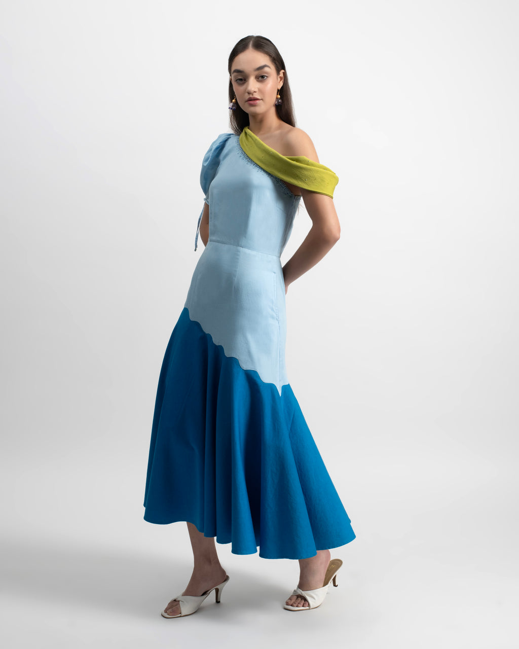 Shrubbery One-Shoulder Toga Dress in Cotton – AGAATI